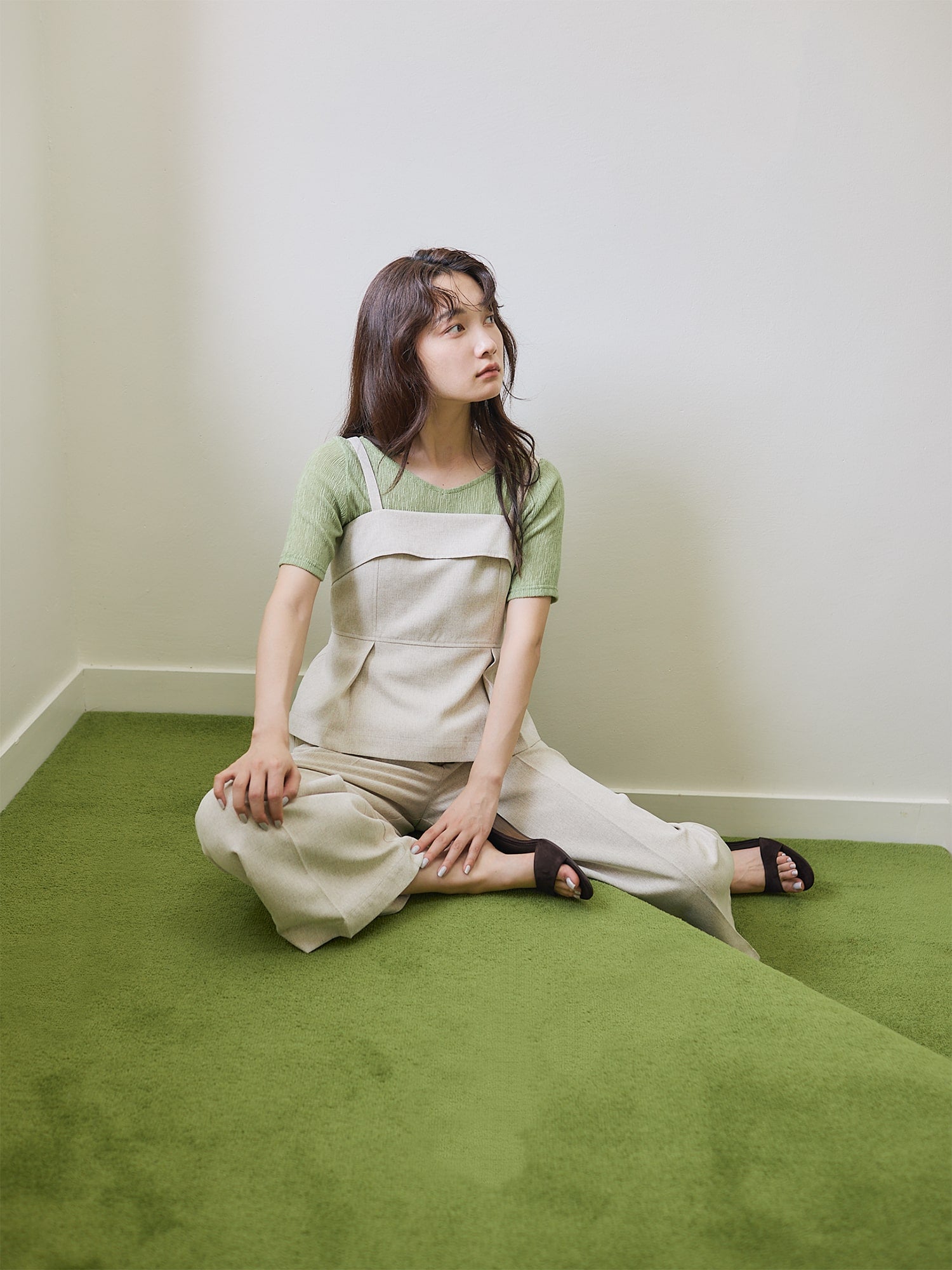 リネンライクベルテッドワイドパンツ | 小柄・低身長女性向け リネンライクベルテッドワイドパンツ | 小柄・低身長女性向け